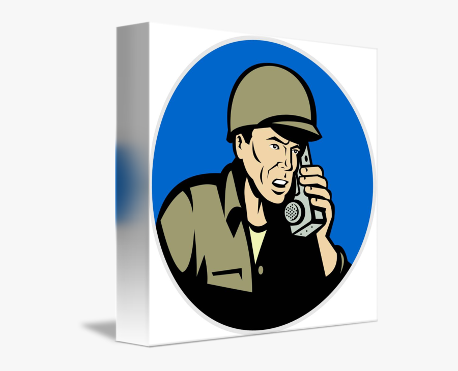 Military Soldier Talking Radio Walkie Talkie By - Soldier Cartoon On ...