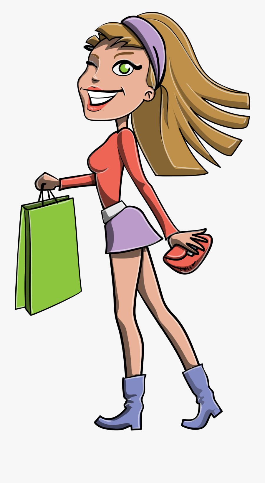 Transparent Blonde Girl Png - Cartoon Girl Shopping Png , Free ...