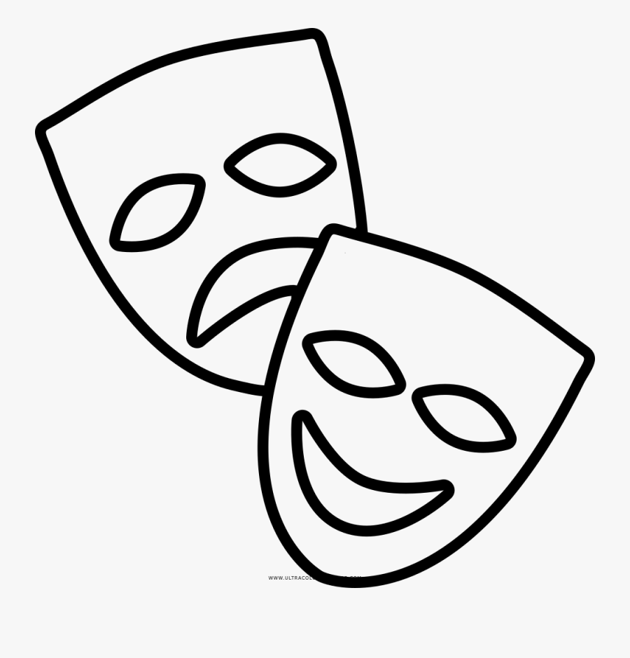 Drama Masks Coloring Page - Drama Drawing , Free Transparent Clipart ...