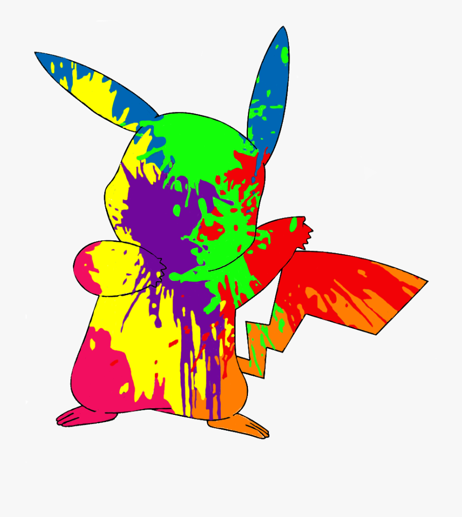 Paint Splatter Pikachu By Backapple - Trippy Pikachu , Free Transparent ...