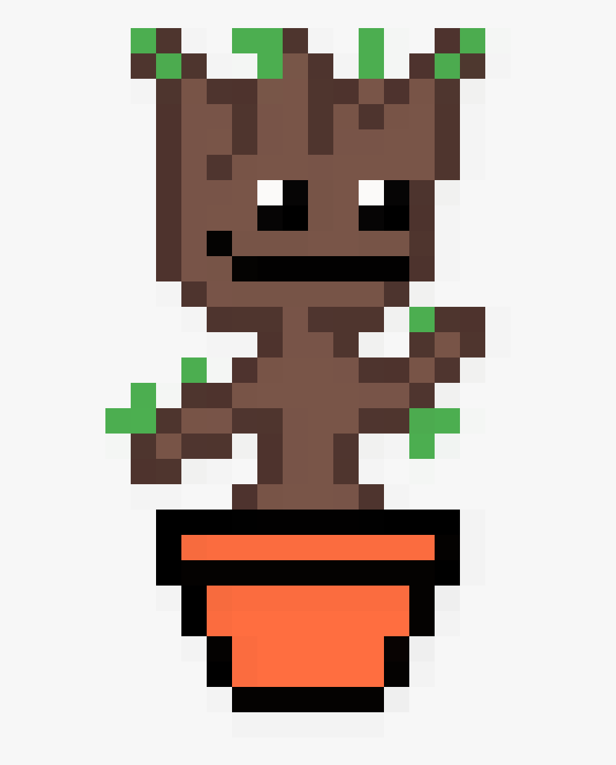 Baby Groot In A Pot - Pixel Art Baby Groot , Free Transparent Clipart ...