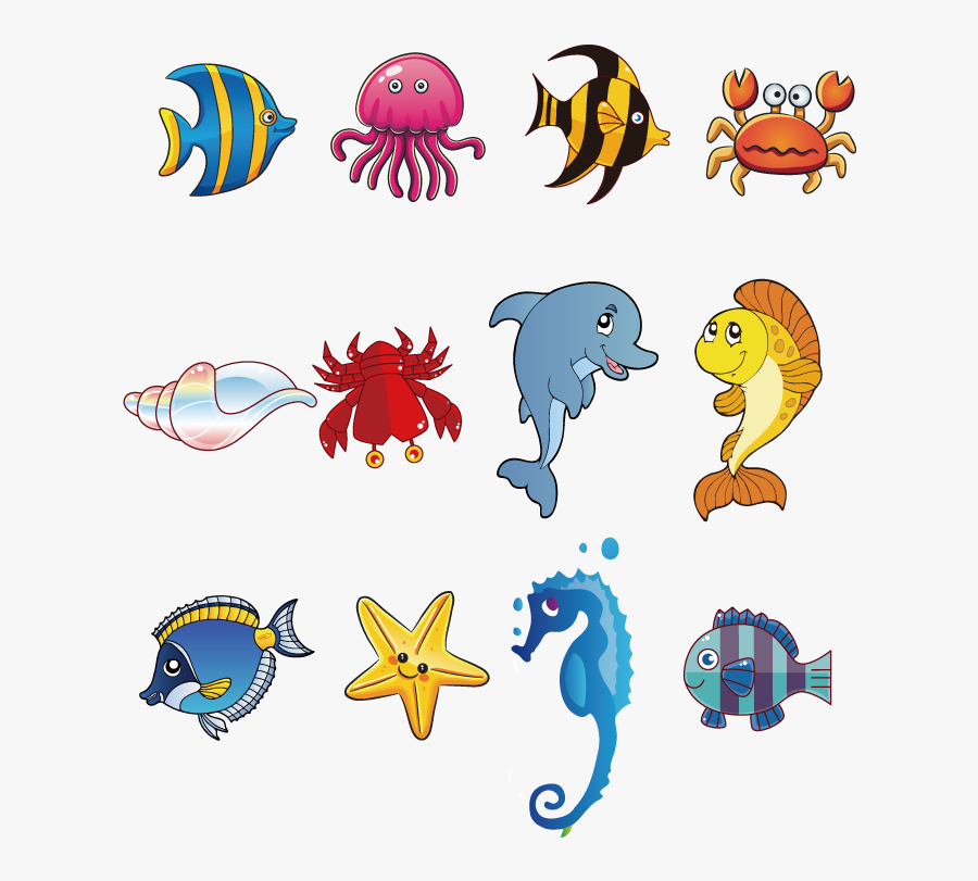 Clip Art Cartoon Sea Creature - Sea Creatures Cartoon Drawing , Free ...