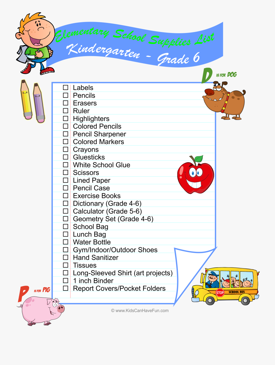 Back To School List Grade 5 , Free Transparent Clipart - ClipartKey